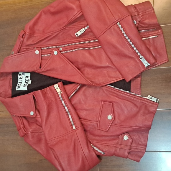 Walter Baker | Jackets & Coats | Walter Baker Red Leather Jacket Size L ...
